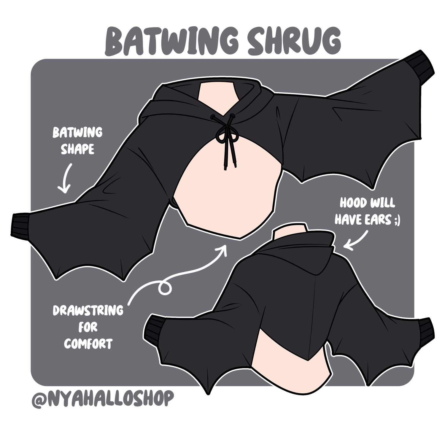 [PRE-SAMPLE PRE-ORDER] Batwing Shrug UNISEX WEAR – Nyahallo
