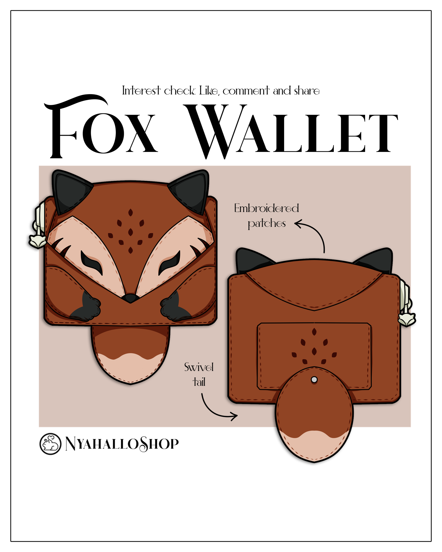 Fox Wallet | Vegan Leather Embroidered Wallet – Nyahallo