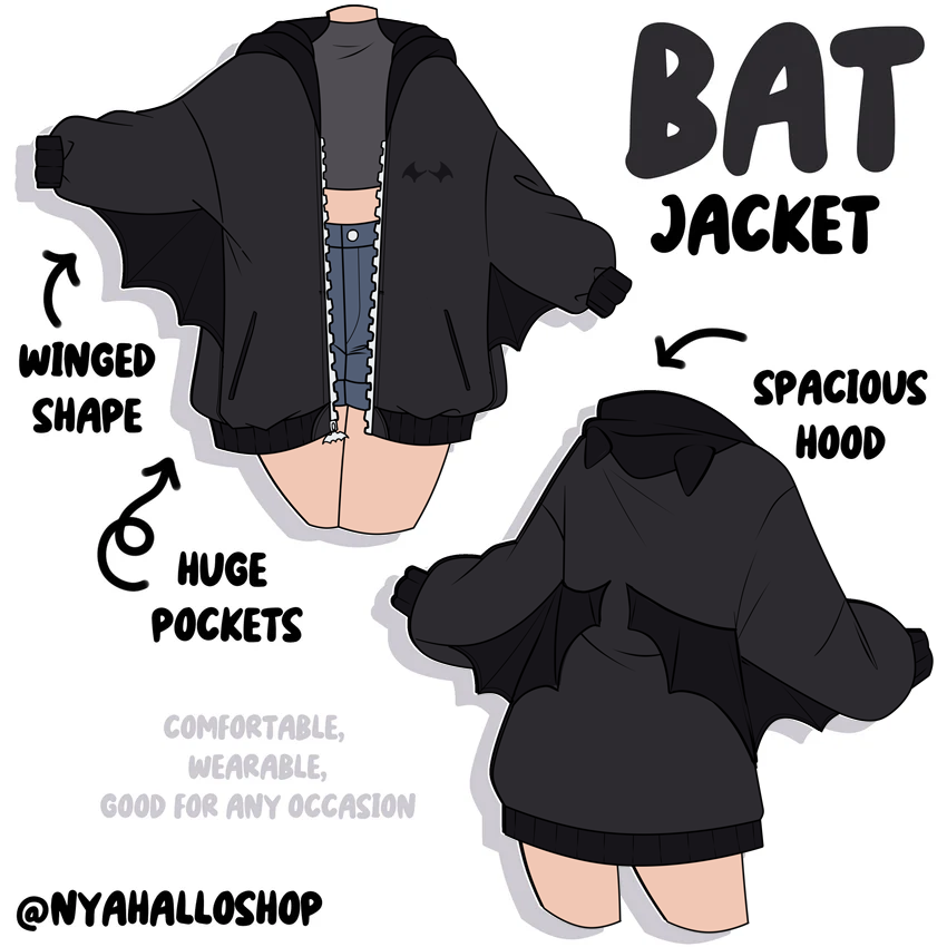 [PRE-ORDER] Bat Hoodie (SAMPLE WILL BE REMADE) UNISEX WEAR – Nyahallo